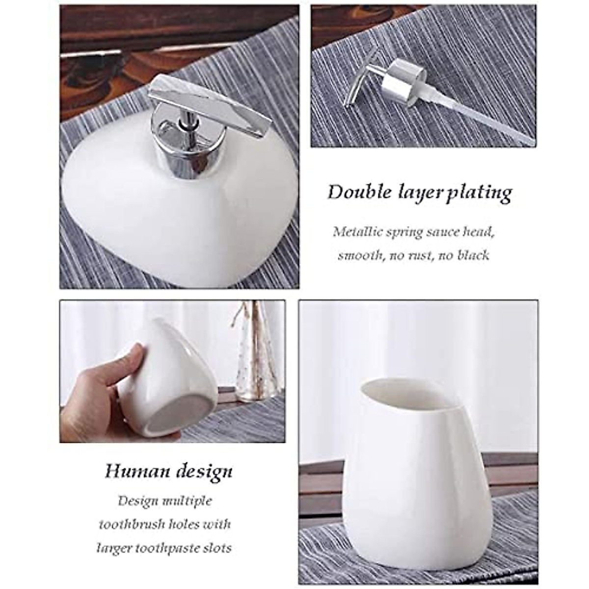 DVTEL Marble Texture Ceramic Mouthwash Cup Sanitary Suit Five-Piece Household Couple Set (Color : Nature, Size : 5 Piece kit)