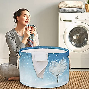 Valentine's Day Heart Pattern (4) Large Round Baskets for Storage Laundry Baskets with Handles Blanket Storage Basket for Bathroom Shelves Bins for Organizing Nursery Hamper Girl Boy