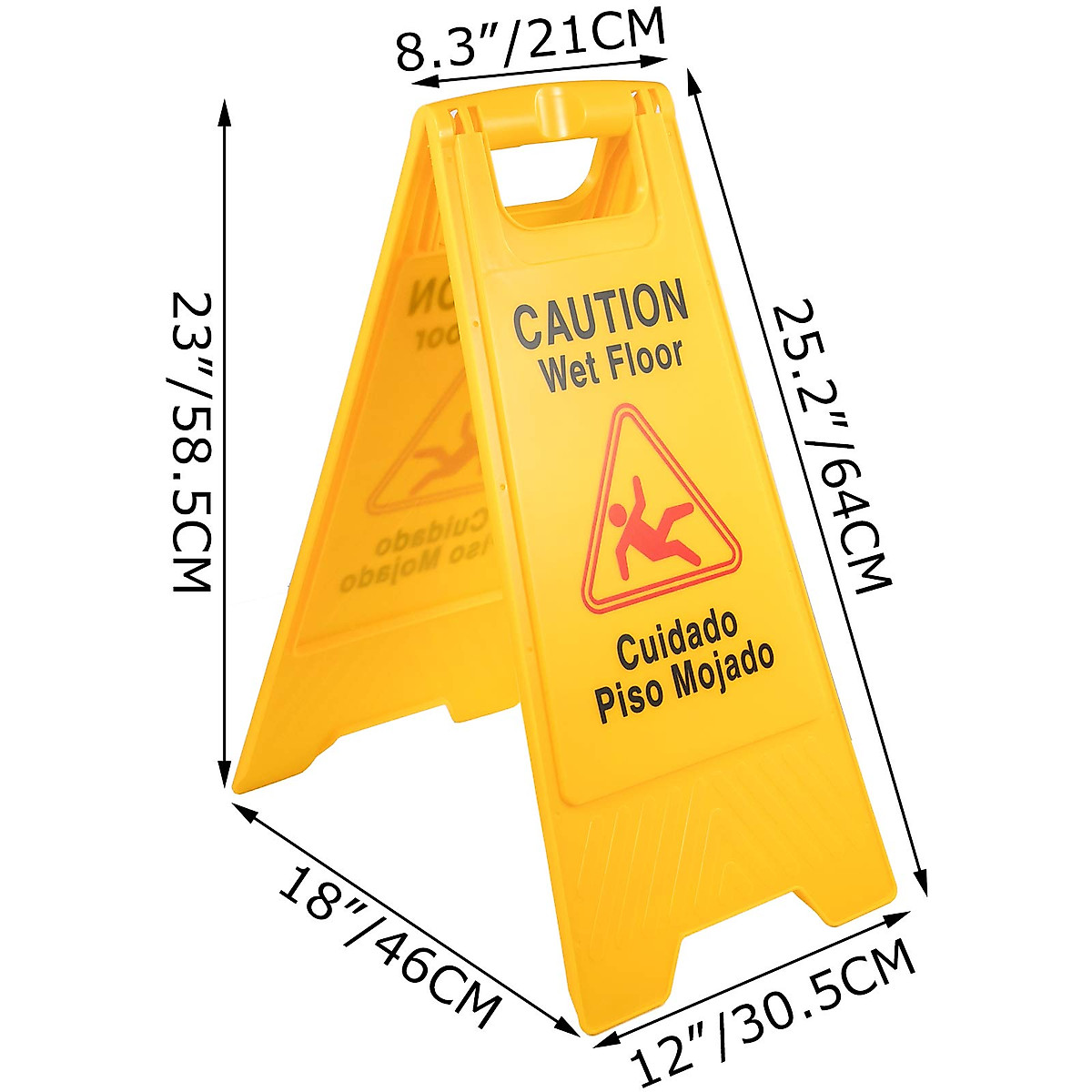 BestEquip 12 Pack Caution Wet Floor Sign 25-Inch Yellow Wet Floor Sign Double Sided Wet Floor Cones Fold-Out Bilingual Plastic Board for Indoors and Outdoors