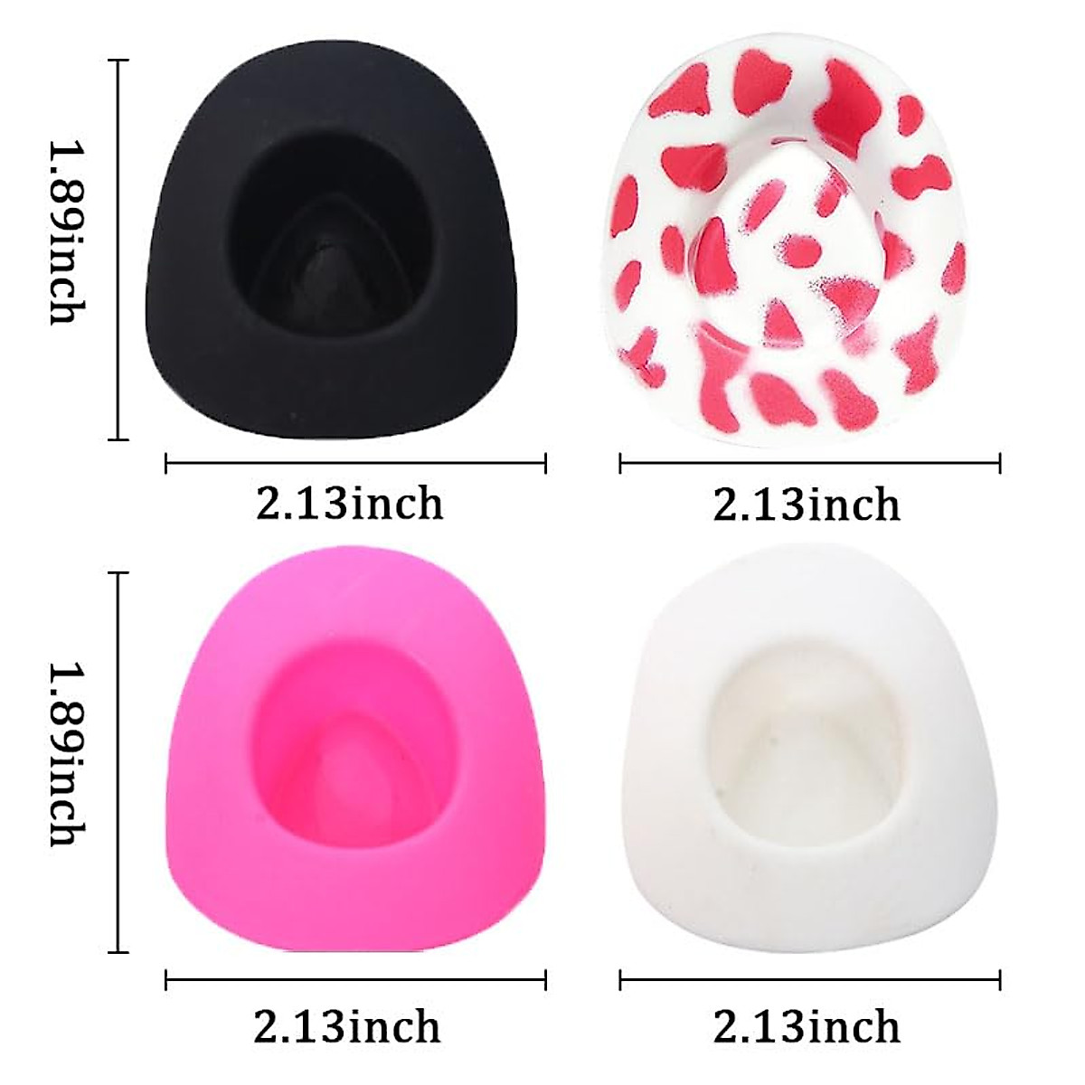 36 Pieces Plastic Mini Western Cowboy Cowgirl Hat Miniature Cute Doll Hat Party Dress Hat for Dollhouse Decoration(Pink, White, Brown, Black)