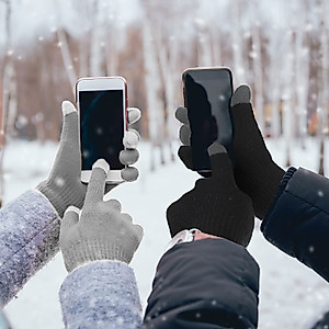 4 Pairs Knit Long Touchscreen Gloves Thermal Gloves Anti-slip Hand Warming Gloves Arm Warmers with Fingers Elastic Men Women Knit Gloves Soft Thermal Texting Gloves