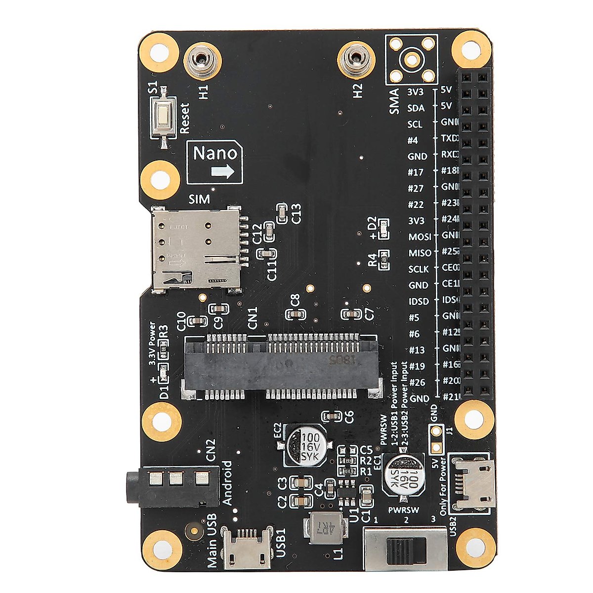for 3G/4G LTE Base Hat PC/Laptop/Computer Board Built-in Nano SIM Card Socket with USB 2.0 to Micro USB Cable for 4/3/2/B+