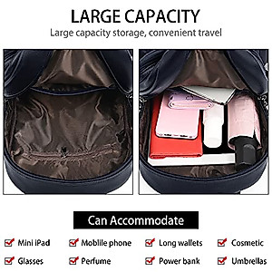 DORRISO Womens Backpack PU Leather Rucksack Ladies Handbag Shoulder Bag Large Capacity Lightweight Casual Travel Daypack Handbag Blue