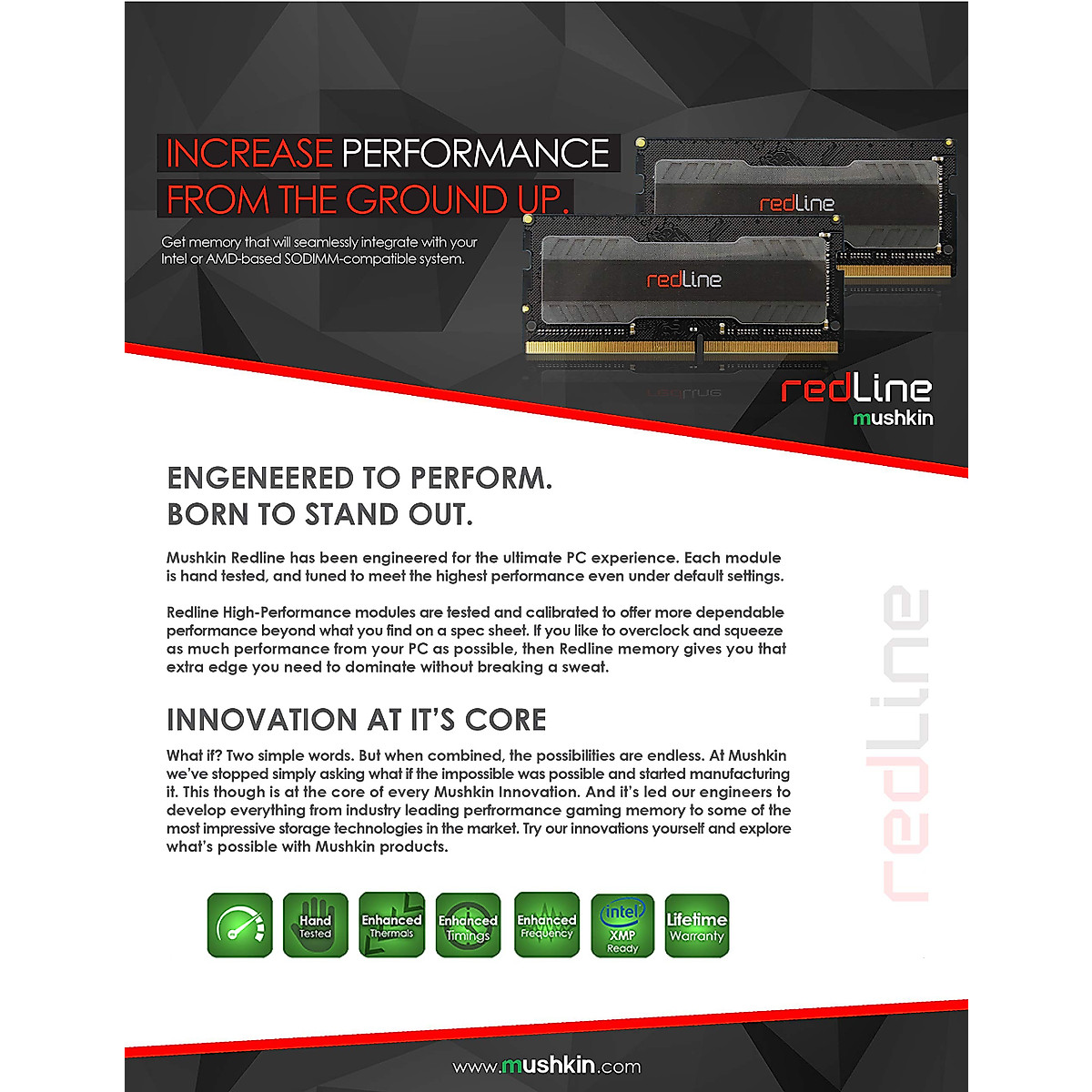 Mushkin Redline Notebook – DDR4 Gaming Laptop DRAM – 64GB (2x32GB) SODIMM Memory Kit – 3200MHz (PC4-25600) CL-16 – 260-pin 1.35V RAM – Dual-Channel – Low-Voltage – (MRA4S320GJJM32GX2)