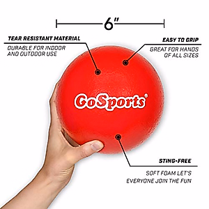 GoSports Soft Skin Foam Playground Dodgeballs - 6 Pack for Kids (6 Inch) - w/ Mesh Carry Bag