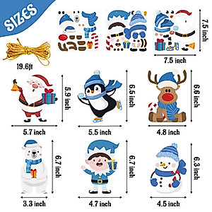 Haooryx 46PCS Winter Christmas Craft Kit for Kids Christmas Arts and Crafts DIY Christmas Tree Ornament Make Your Own Christmas Crafts Project DIY Snowmen Penguin Face Sticker for Holiday Class Party