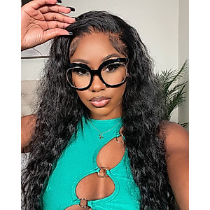 VOOGLAM Oversized Black Square Eyeglasses Glasses for Women with Clear Lens Fredia OX739865-03