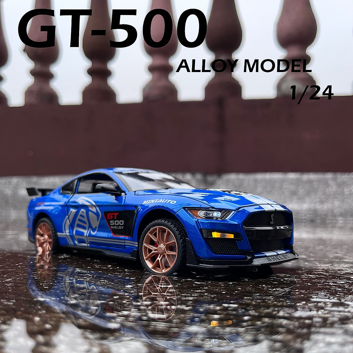 JACKIEKIM 1:24 Alloy Pull Back Car Diecast Model Truck for Forte Mustang,Collection, Mini Simulation Vehicles Toys for Kids,Boyfriend,Young Peoples Gift（Blue）