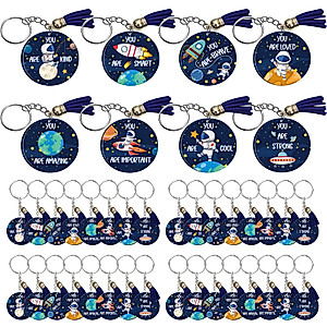 48 Sets Outer Space Themed Keychain Inspirational Positive Quotes Keychain Thank You Gifts for Coworkers Acrylic Tassels Keychain for Employee Appreciation Gifts Students Gratitude Teacher Gifts