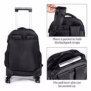 Temilla Rolling Backpack with 4 Wheels，360° Rotating Waterproof backpack with wheels，Computer Bag With Rollers And USB for Men Women, Fit 15.6 Inch laptop,For Tourism Business School