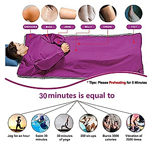 Surnuo Sauna Blanket for Detox - Far Infrared (FIR) Body Shaper Blanket Professional Therapy Sweat Sauna Body Heating with Sleeves Remote Controller for Health Benefits Purple
