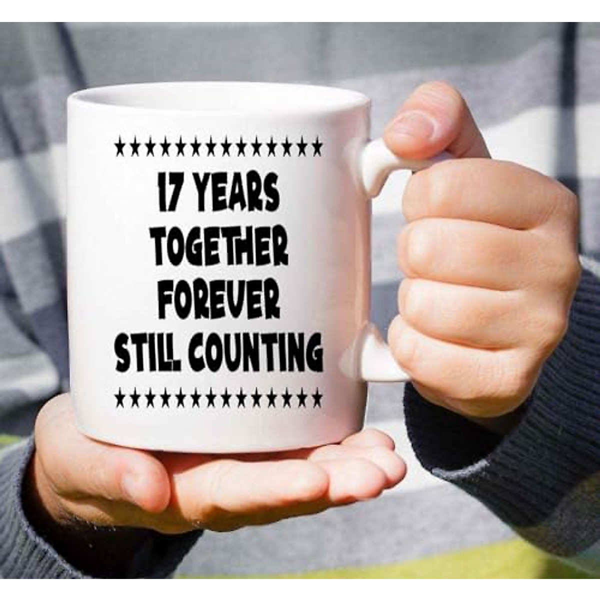 17 Years Together Forever Gifts - Gift for Couples on Grey Multicolor Unisex Sweat and 11 Oz White Ceramic Coffee Mug