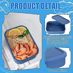 Nuogo 8 Pcs 2 Cup Silicone Freezer Trays with Lid Silicone Soup Freezer Molds Rectangle Soup Containers Reusable Food Preserving Tray Freezing Ice Trays for Soups Sauces Stews(Blue)