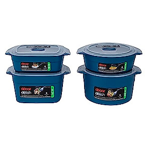 Décor Delish Oblong 1L |Food Storage Container |Leakproof| Ideal for Meal Prep| BPA Free|Dishwasher, Freezer & Microwave Safe, Blue