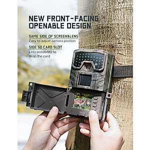 CEYOMUR Trail Camera, 30MP 1080P Hunting Camera with Low Glow IR LEDs Night Vision Motion Activated, Video Game Camera with IP66 Waterproof for Wildlife Monitoring