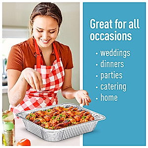 Disposable Aluminum Pans With Lids, 9x13 (10pc) And 8x8 Square (10pc) Combo Set, Disposable Baking and Cake Pan (Pack of 20)