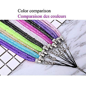 Lanyard with Fishnet Tube Filled with Sparkly Rhinestones(Pack of 4),Bling Strap for Phone,Camera,ID Badge and USB Key,Long,Black-Champagne-Pink-Purple