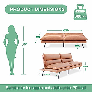 Opoiar Bed Memory Foam Sleeper Sofa Couches Convertible Futon Sets for Living Room with Mattress Included, Adjustable Backrests, Brown Sofabed, Brown-534