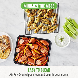 GreenLife Countertop Stainless Steel Toaster Oven Air Fryer, PFAS-Free, Ceramic Nonstick Tray Rack and Airfry Basket, Dual Heating, 4 Slice Capacity, Adjustable Temperature and Time Control, Pink