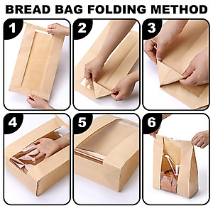 45 Pack Paper Bread Bags for Homemade Bread,Tin Tie Tab Lock Sourdough Bread Baking Bag,Large Loaf Bag with Clear Window for Bread Packaging Storage,48 Label Seal Stickers Use for Bakery Paper Bags