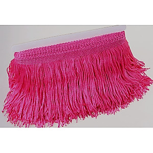 HEARTWISH Fringe Trim Lace Polyerter Fibre Tassel 4inch（″） Wide 10Yards Long for Clothes Accessories and Latin Wedding Dress and DIY Lamp Shade Decoration Black Rose Pink
