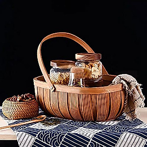 UXZDX CUJUX Household Wicker Basket Oval Willow Woven Frame, Vegetable Basket with Handle, Picnic Basket (Size : 23.5cm)