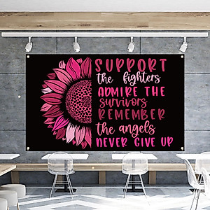 Breast Cancer Awareness Backdrop for Photography Breast Cancer Banner October Pink Ribbon Decor Breast Cancer Decoration for Home Office Party-71×43’’