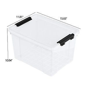 Yesdate 4 Pack 22 Quart Latch Box, Clear Home Organization Containers Bin with Lid, Buckle Up Storage Box Set