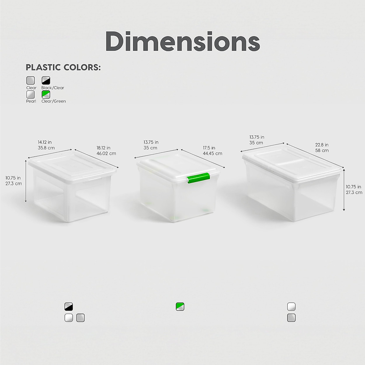 IRIS USA Letter & Legal Size Plastic Storage Bin Tote Organizing File Box with Durable and Secure Latching Lid, Stackable and Nestable, 4 Pack, Black