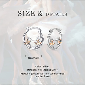 Hypoallergenic Dance Earrings Sterling Silver Ballerina Huggie Hoop Earrings Cartilage Earrings for Sensitive Ears Ballet Dancer Gifts for Women Girls