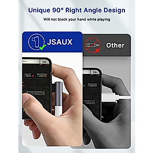 JSAUX 2Pack Right Angle USB C to 3.5mm Audio Adapter, Type USB C to Headphone Jack Dongle Aux Adapter Compatible with Samsung Galaxy S23 S23+ S23 Ultra, S22 S21 S20,iPad Pro, MacBook, iPhone15 - Grey