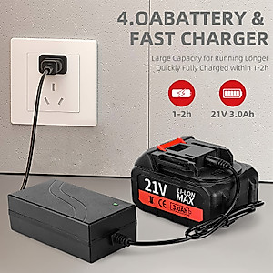 Cordless Angle Grinder with 4-pole Motor, 21V Cordless Grinders Tools w/3.0A Battery & Fast Charger, 4-3/8 Inch Grinding Wheels, Cutting Wheels, Flap Discs and Adjustable Auxiliary Handle