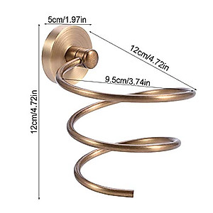 Zerodis Hair Dryer Holder Antique Hair Dryer Shelf Wall Mount Solid Brass Storage Rack Bathroom Organizer Shelf, Wall Hang Shelf Convenient Households Rack for Home Use Hair Electric Blower