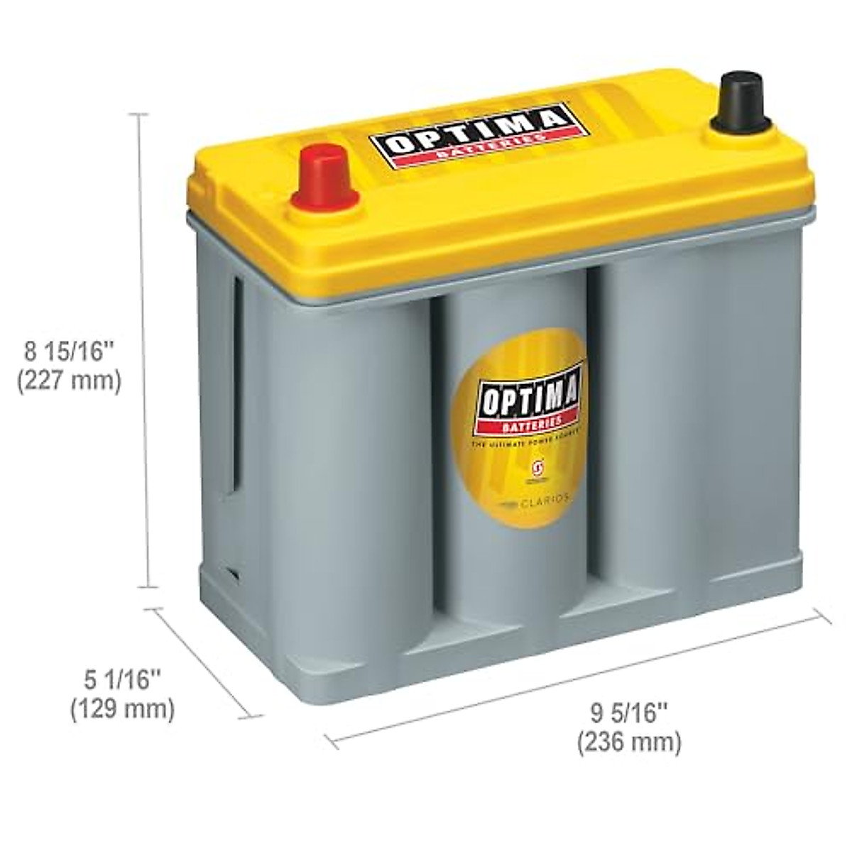 OPTIMA Batteries High Performance D51 YellowTop Dual Purpose Sealed AGM Car, Truck and SUV Battery, 450 CCA, Maintenance Free, Versitile Mounting