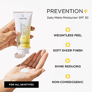 IMAGE Skincare, PREVENTION+ Daily Matte Moisturizer SPF 30, Zinc Oxide Mattifying Face Sunscreen Lotion, Amazon Exclusive, 3.2 oz