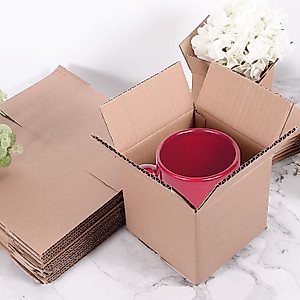 JEFHOMKIT 25 Pack Shipping Boxes 6x6x6 Inch,Small Shipping Boxes,Small Corrugated Cardboard Boxes,Cube Kraft Mailing Box,Kraft Corrugated Small Cardboard Boxes for Mailing Packing Small Business,Brown