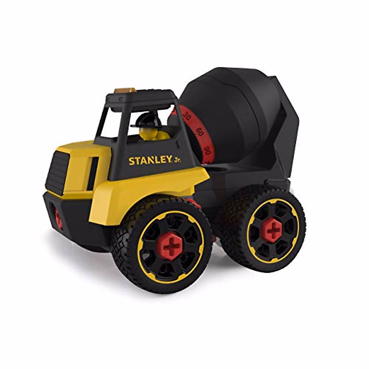 Stanley Jr Take Apart Cement Mixer Kit for Kids TT003-SY: Children’s 23 Piece Yellow STEM Construction Toy Truck with Figure Screwdriver Bolts, Ages 3+