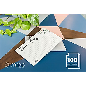 100 Large Share A Memory Cards - Oversize - 5" x 7" - Celebration of Life - Birthday - Funeral - Memorial - Graduation - Bridal Shower Game - Going Away - Anniversary - Retirement
