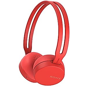 Sony WH-CH400 Wireless Headset/Headphones with mic for phone call, Red