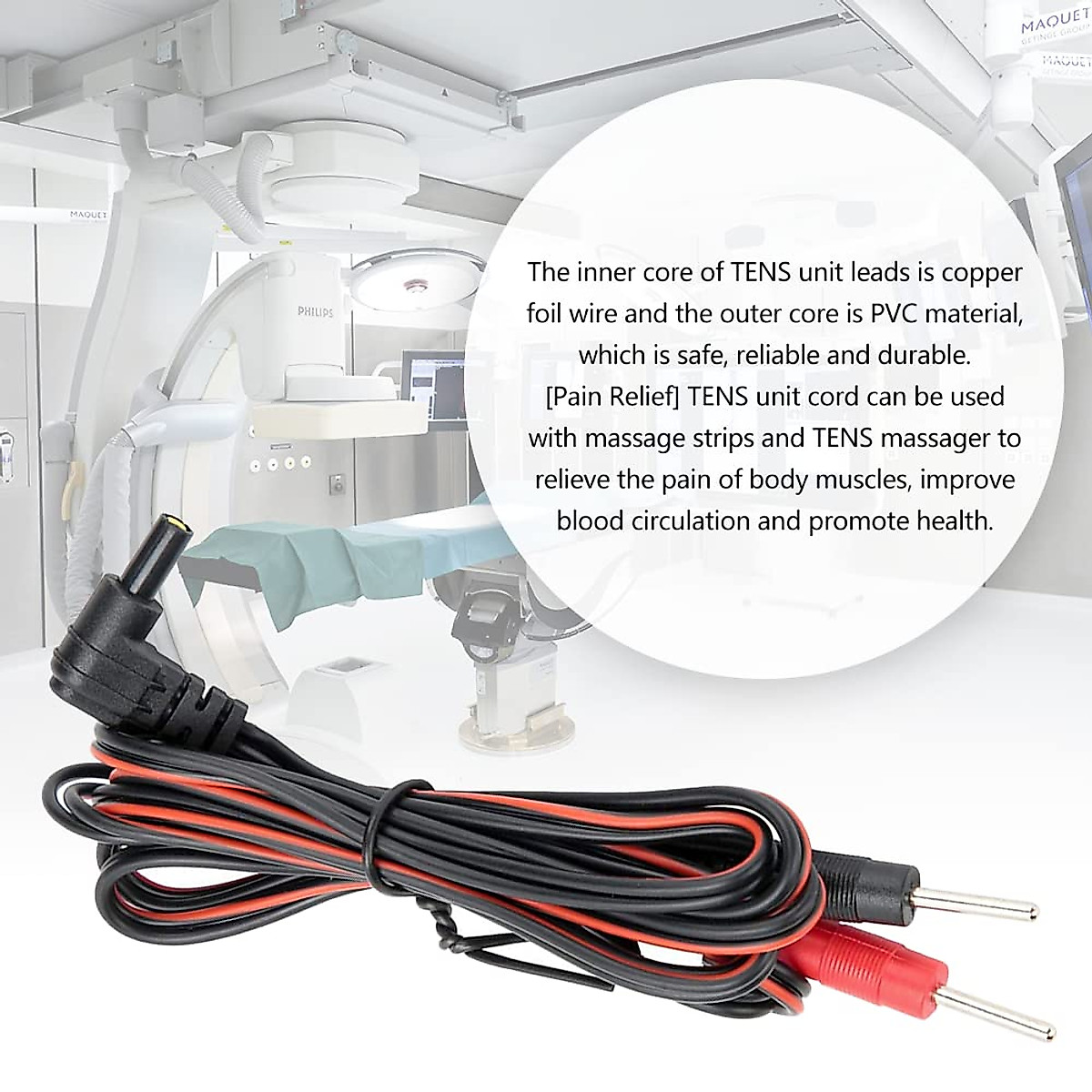 Watris Veiyi 10PCS 2.35mm 1.2m 2‑in‑1 Pin Electrode Wires Cable, Unit Replacement Wires for Unit Physiotherapy Machine