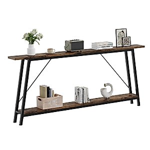 IBUYKE 78.7 Inches Extra Long Sofa Table Behind Couch, Industrial 2-Layer Console Table for Hallway, Entryway & Living Room,Rustic Brown UTMJ063H