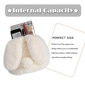 TANOSII Fuzzy Rabbit Bag Faux Fur Fluffy Handbag Furry Evening Bag Crossbody Bag for Women White