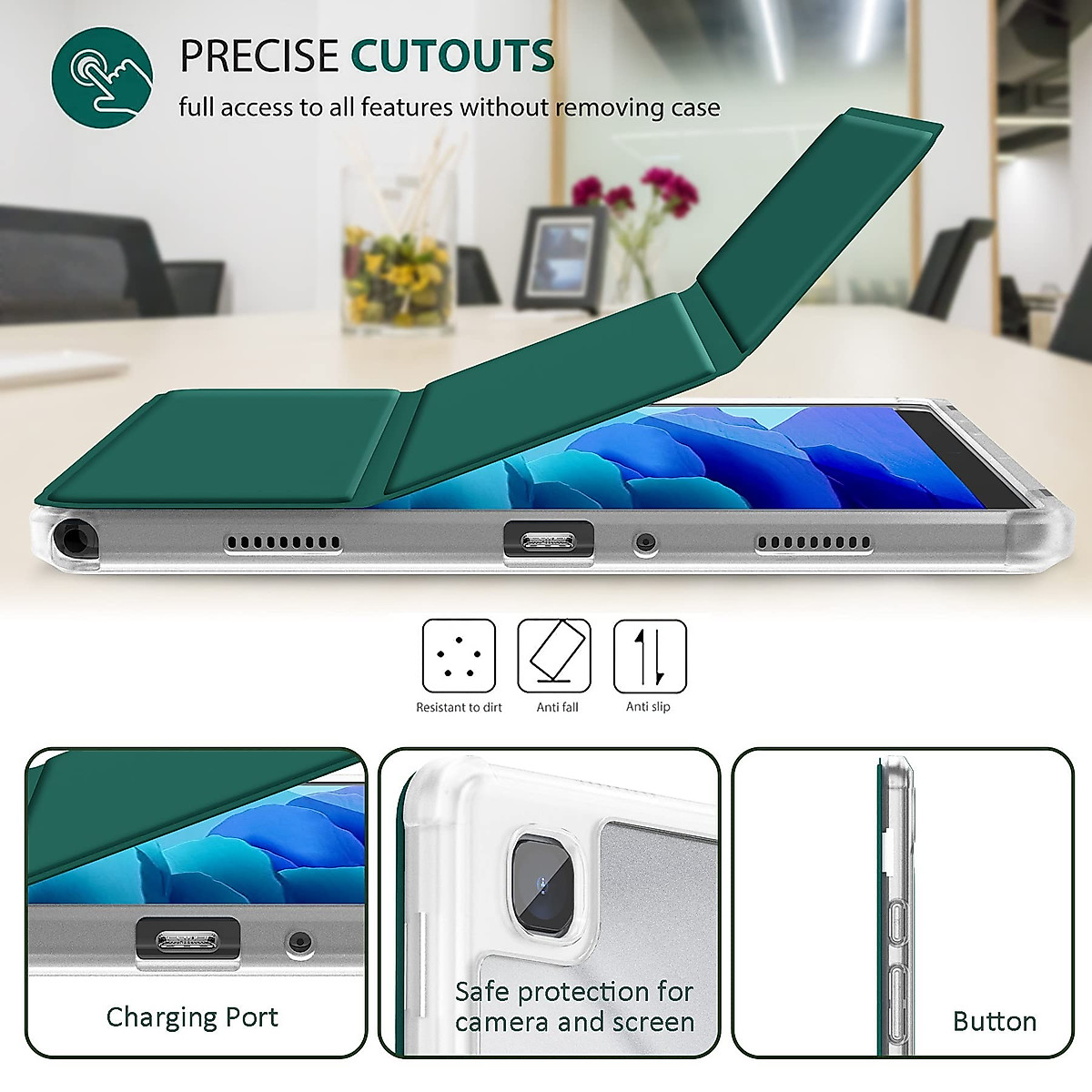 Galaxy Tab A7 Case 10.4 Inch (SM-T500 T503 T505 T507), Protective Stand Case Clear Hard Shell Cover for 10.4 Inch Samsung Tab A7 Tablet 2020 - Green