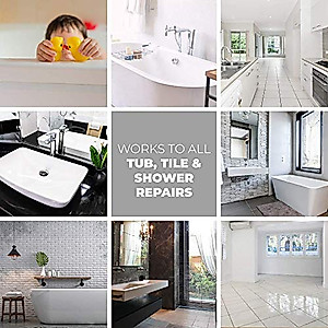 White Tub Repair Kit White for Acrylic, Porcelain, Enamel & Fiberglass Tub Repair Kit for Sink, Shower & Countertop - Bathtub Refinishing Kit for Cracked Bathtub Scratches - Shower Bases & Pans