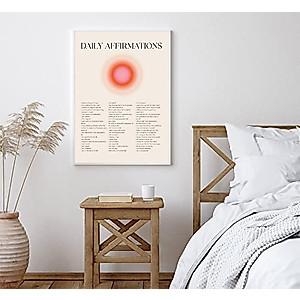 Daily Affirmation Wall Art Inspirational Canvas Wall Art Prints Trendy Words of Affirmation Wall Art Words of Affirmation Poster Motivational Pictures for Girl Woman Bedroom Decor 16x24 Inch UNFRAMED