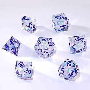 YEMOVAN Resin DND Dice Set RPG Sharp Edge Dice Handcrafted Polished Polyhedral Game Dice for Dungeons and Dragons 7PC