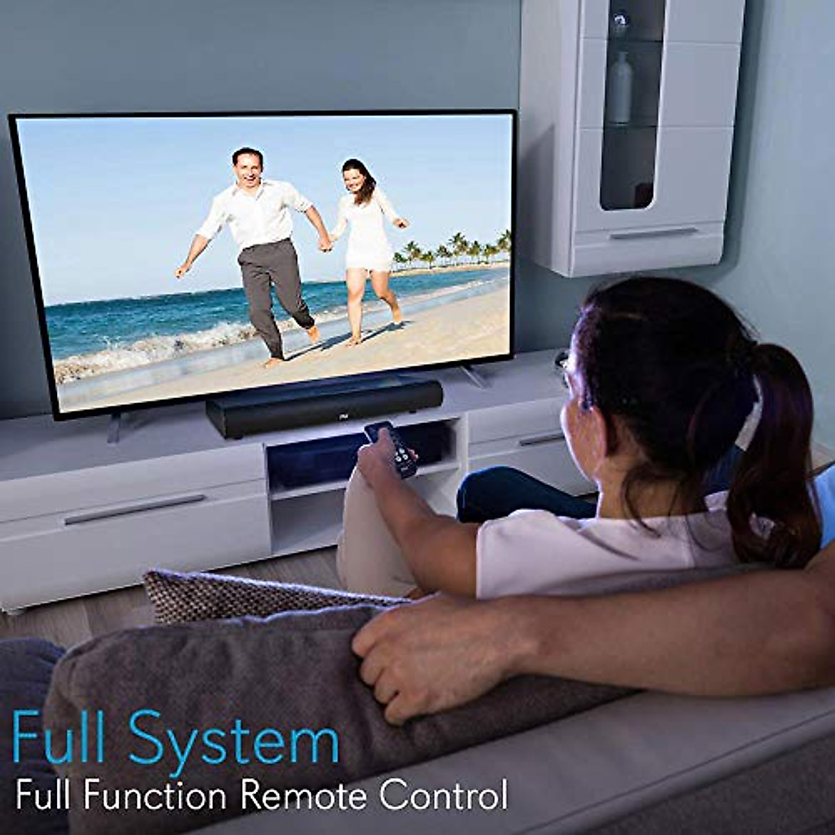 Pyle TV Soundbar Soundbase Bluetooth - Upgraded 2018 Wireless Surround Sound System for TV’s With Built-in Subwoofer, Remote Control, AUX RCA Optical Digital Inputs for TV PC - PSBV600BT