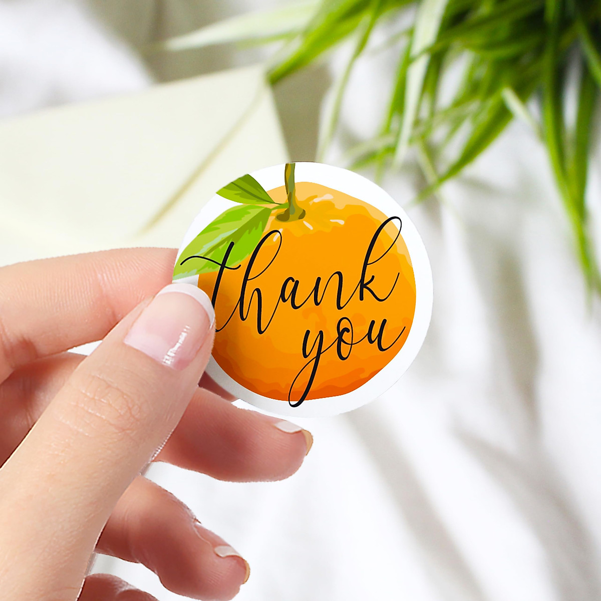 Orange Little Cutie Baby Shower Thank You Stickers, Party Favor Bag Stickers - 40 Count