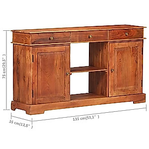 vidaXL Sideboard 53.1"x13.8"x29.5" Solid Acacia Wood