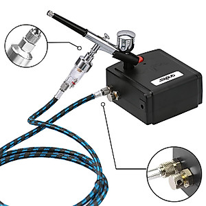 SAGUD Professional Mini Airbrush Kit with Portable Compressor - Perfect for Painting, Hobby, Craft, Model - Dual-Action Gravity Feed Air Brush Gun with Airbrush Cleaning Kit